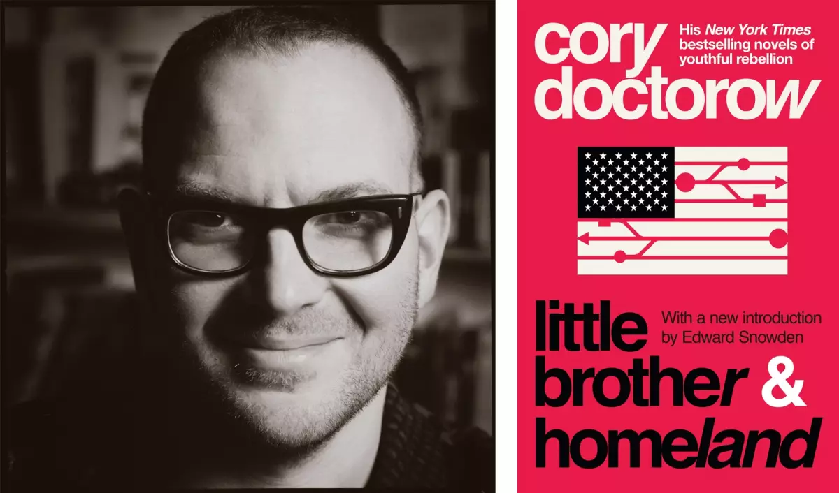 Cory Doctorow apibendrina savo romanus „Mažasis brolis ir tėvynė“.