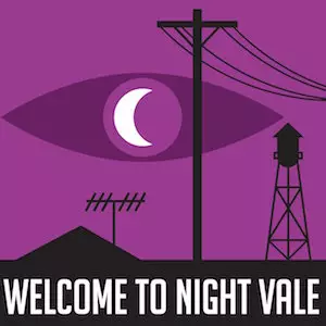 Välkommen till Night Vale podcast-logotypens långvariga podcaster