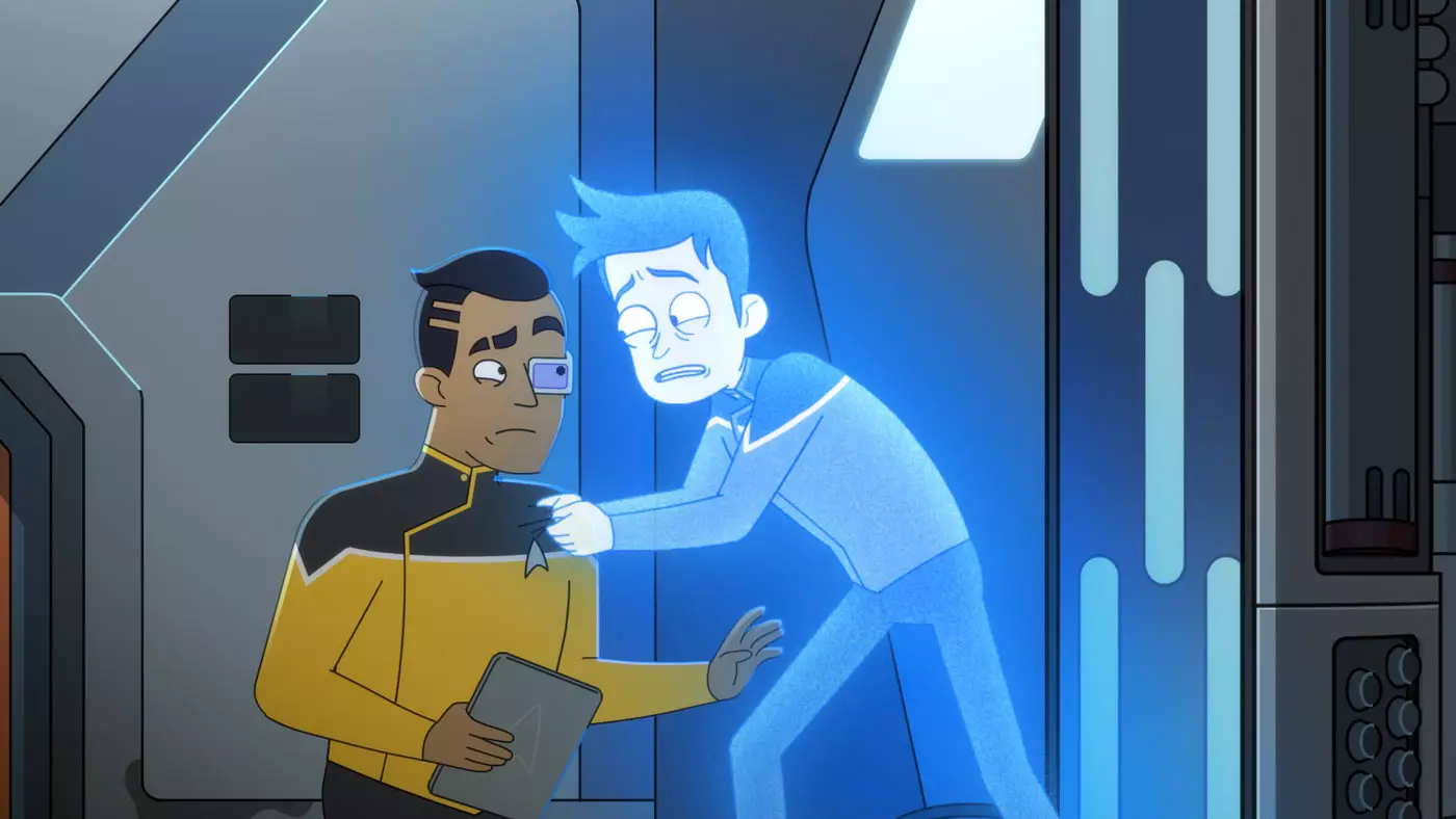 Un capitán substituto, un can e un accidente de transporte entran nun episodio - Star Trek: Lower Decks: "Moito ruído sobre Boimler"