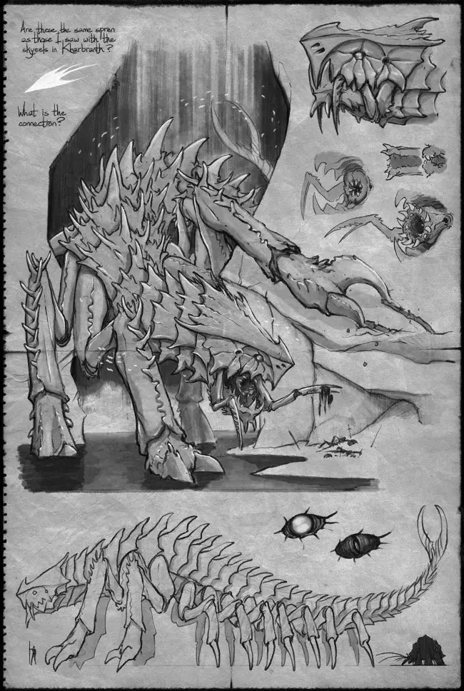 Szkic Shallana przedstawiający diabła przepaści