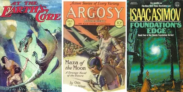 Mga Tampok ng Science Fiction Auction na Bihira at Orihinal na Artwork, Mga First-Edition na Pabalat ng Aklat