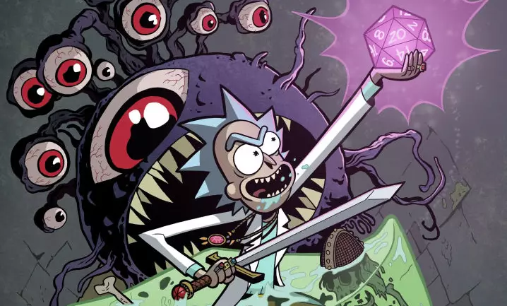 Patrick Rothfuss Twandikiranye Rick na Morty / Imbohe & Dragons Crossover Comic