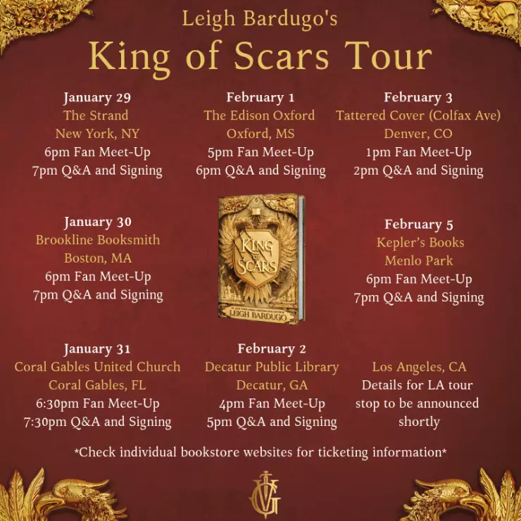 Lei Bardugo King of Scars ספר סיור מחבר סיור תאריכי מקומות