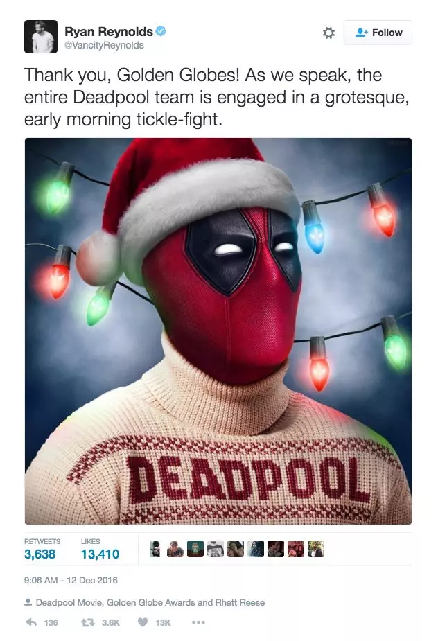 Deadpool được đề cử Quả cầu vàng ở cùng hạng mục với Meryl Streep 22177_1