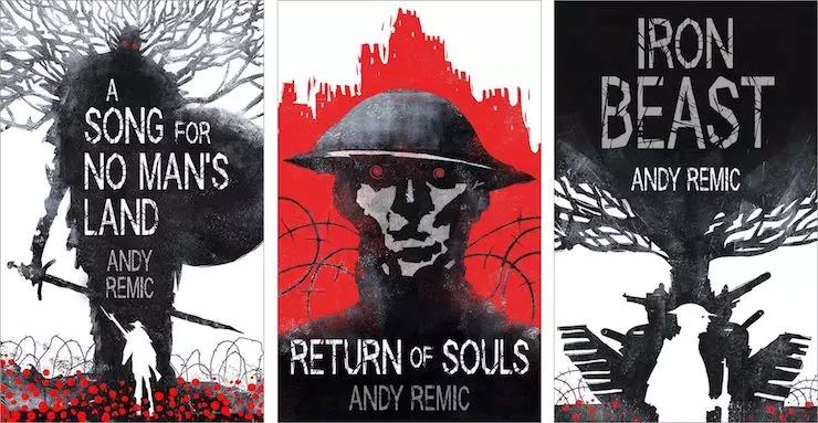 Revelant les portades de la cançó d'Andy Remic per a la trilogia de No Man's Land