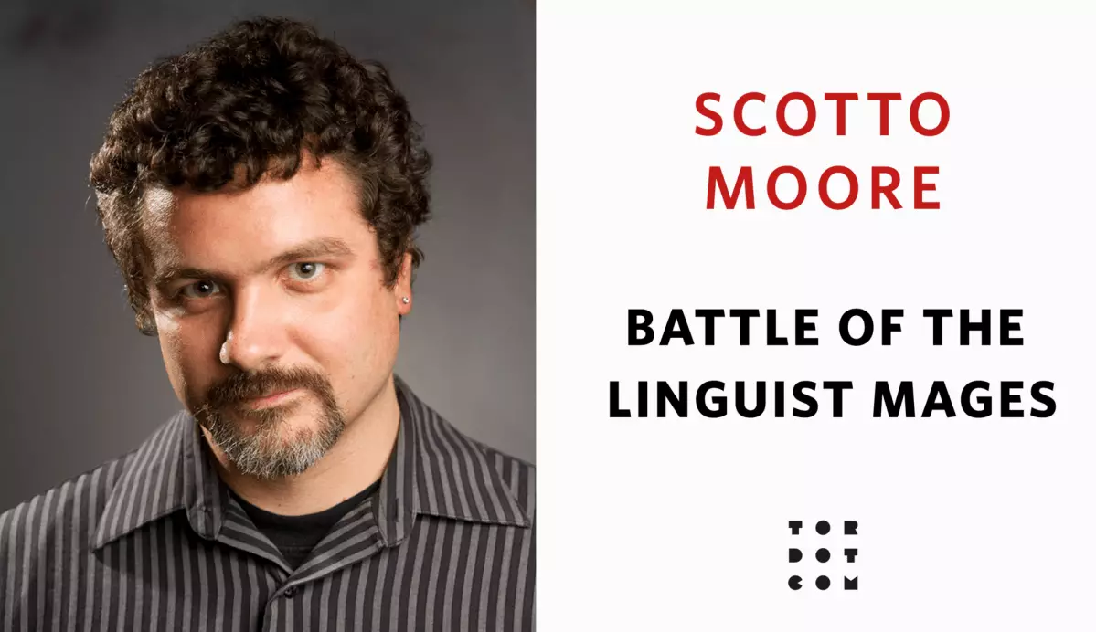 ເອົາວັດຈະນານຸກົມຂອງເຈົ້າສຳລັບ Battle of the Linguist Mages, ນິຍາຍ debut ຈາກ Scotto Moore!