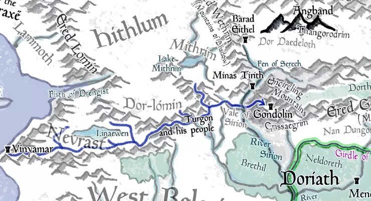 Hadithi kutoka kwa Topographic Beleriand: Gondolin, Galadriel, na Milango ya Sirion 547_17
