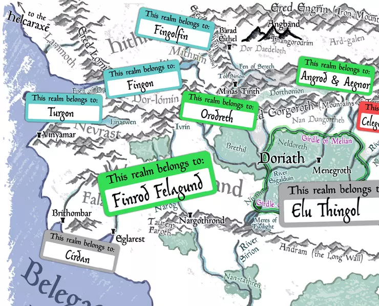 Tales ó Topographic Beleriand: Gondolin, Galadriel, agus Geataí Sirion 547_7