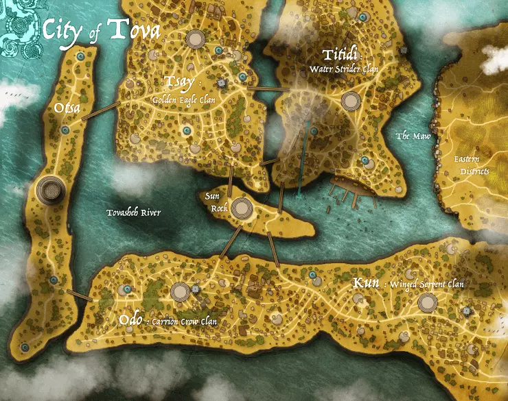Tovas pilsētas karte no Rebekas Roanhorsas Melnās saules