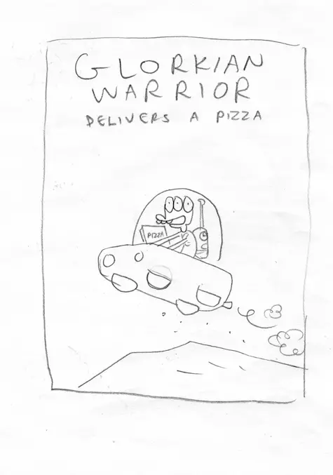 Voici comment vous créez la couverture de The Glorkian Warrior Delivers a Pizza 70042_8