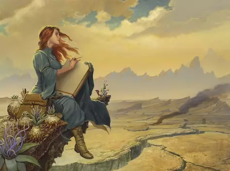 Endpapers Michael Whelan kanggo Words of Radiance, Featuring Shallan