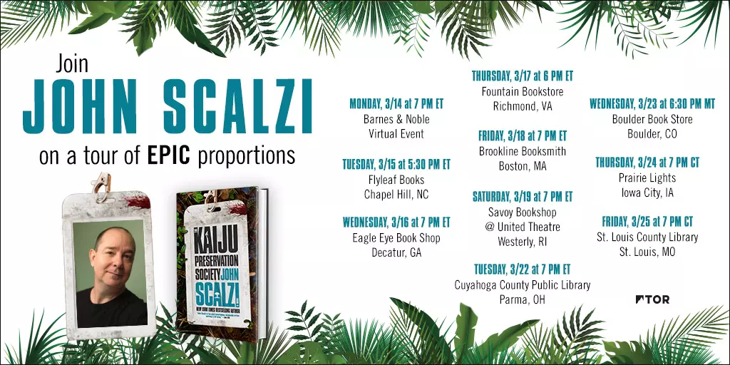Sanarwa John Scalzi's EPIC Tour In- Person With the Kaiju Preservation Society