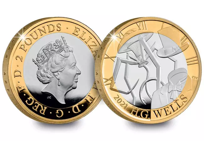 Pamätná minca britskej kráľovskej mincovne H.G. Wellsa má dve veľké chyby